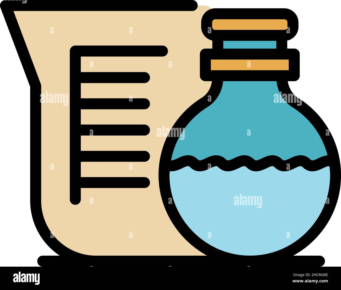 Chemical flask icon. Outline chemical flask vector icon color flat ...