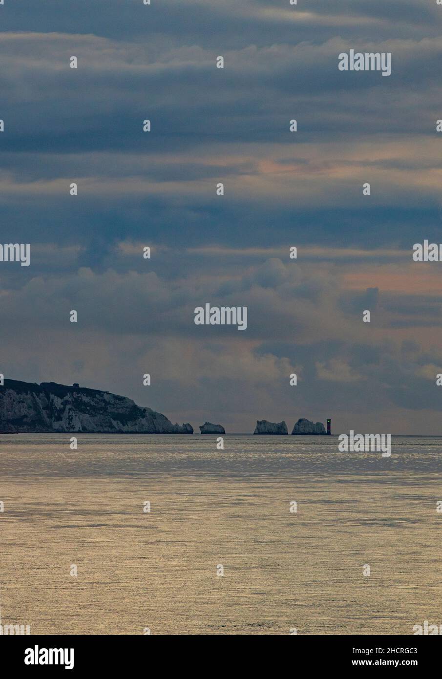 atmospheric moody coastline of the isle of wight at the needles rock ...