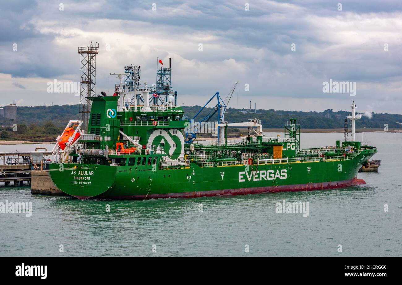 J S Alular gas transporter ship alongside at fawley marine terminal on ...