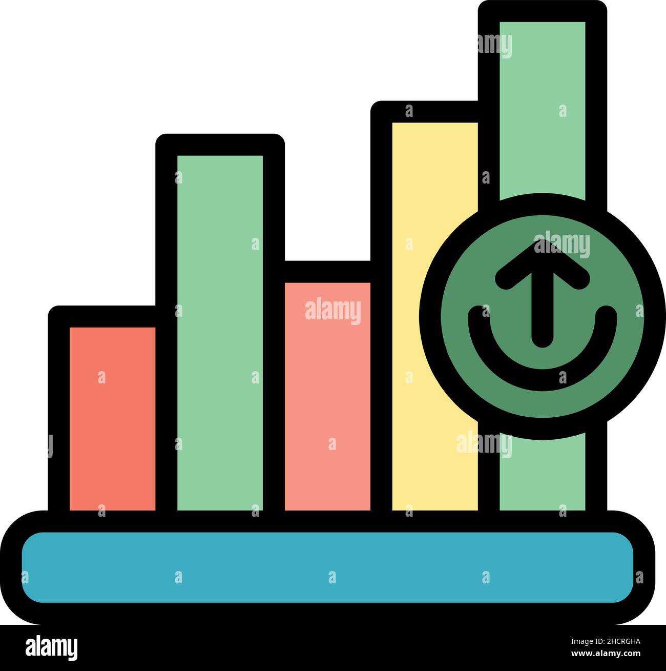 Growth market icon. Outline growth market vector icon color flat ...