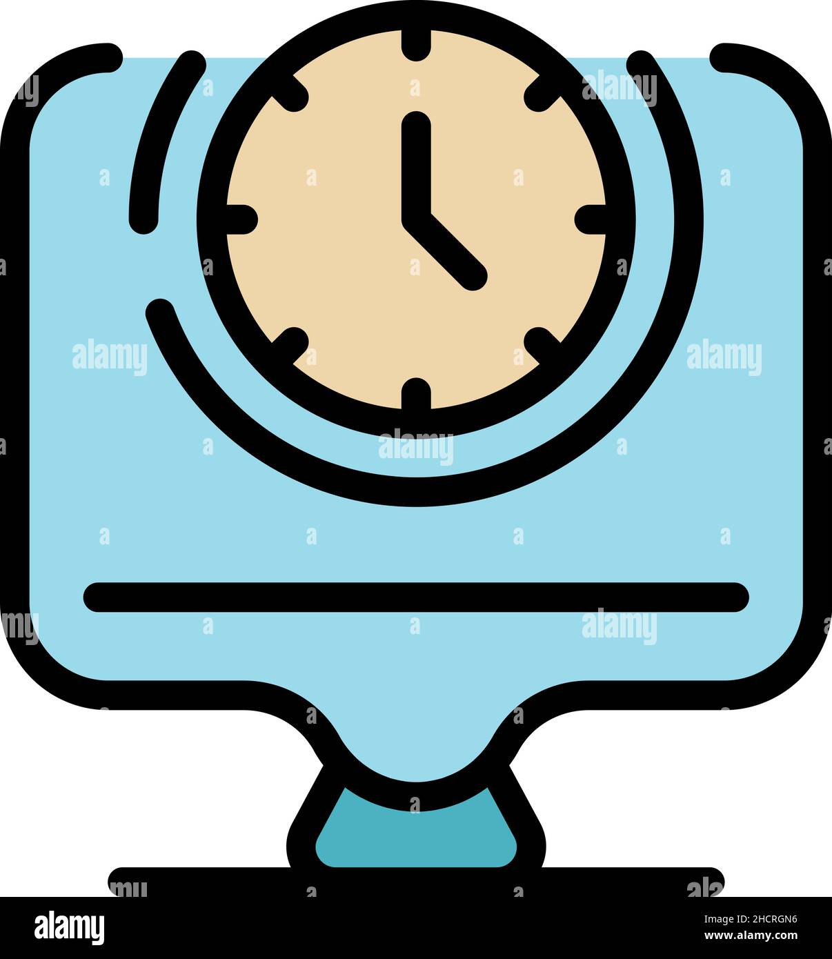 Monitor working hours icon. Outline monitor working hours vector icon ...