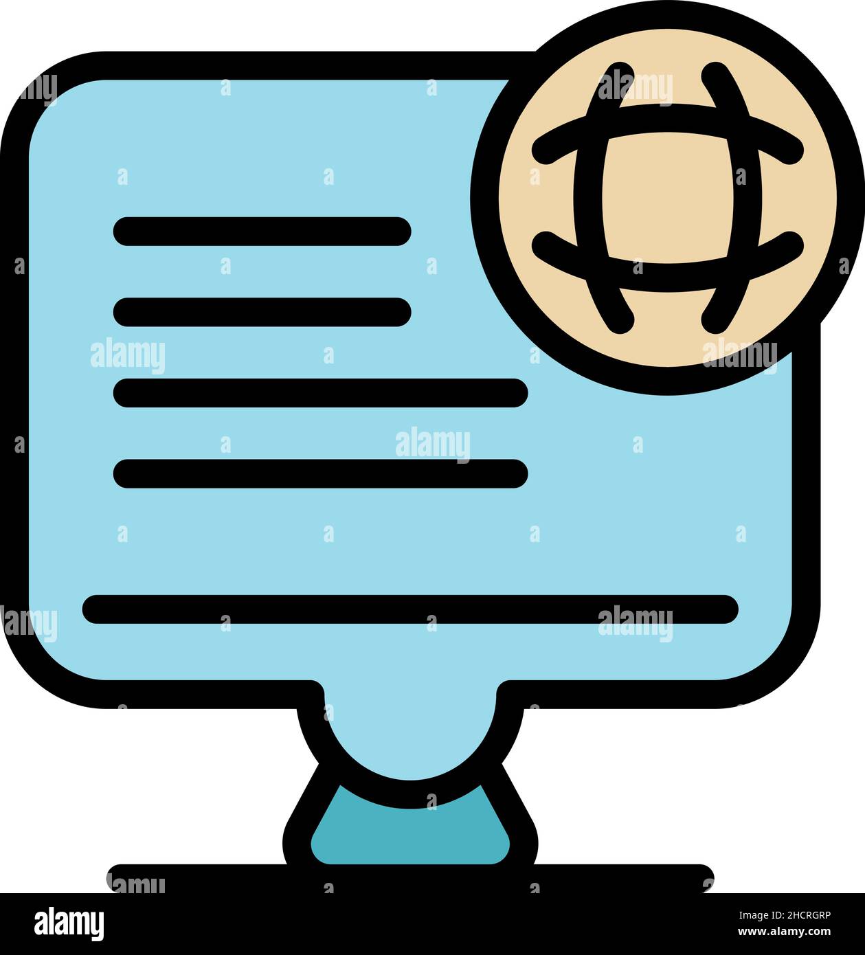 Screen working icon. Outline screen working vector icon color flat ...