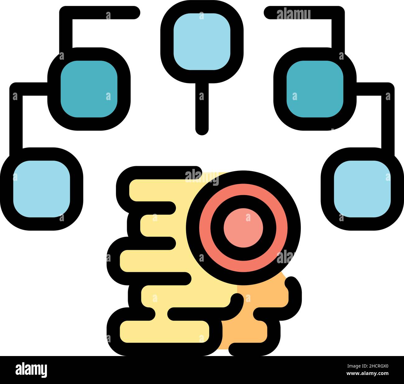 Coins contribution icon. Outline coins contribution vector icon color ...