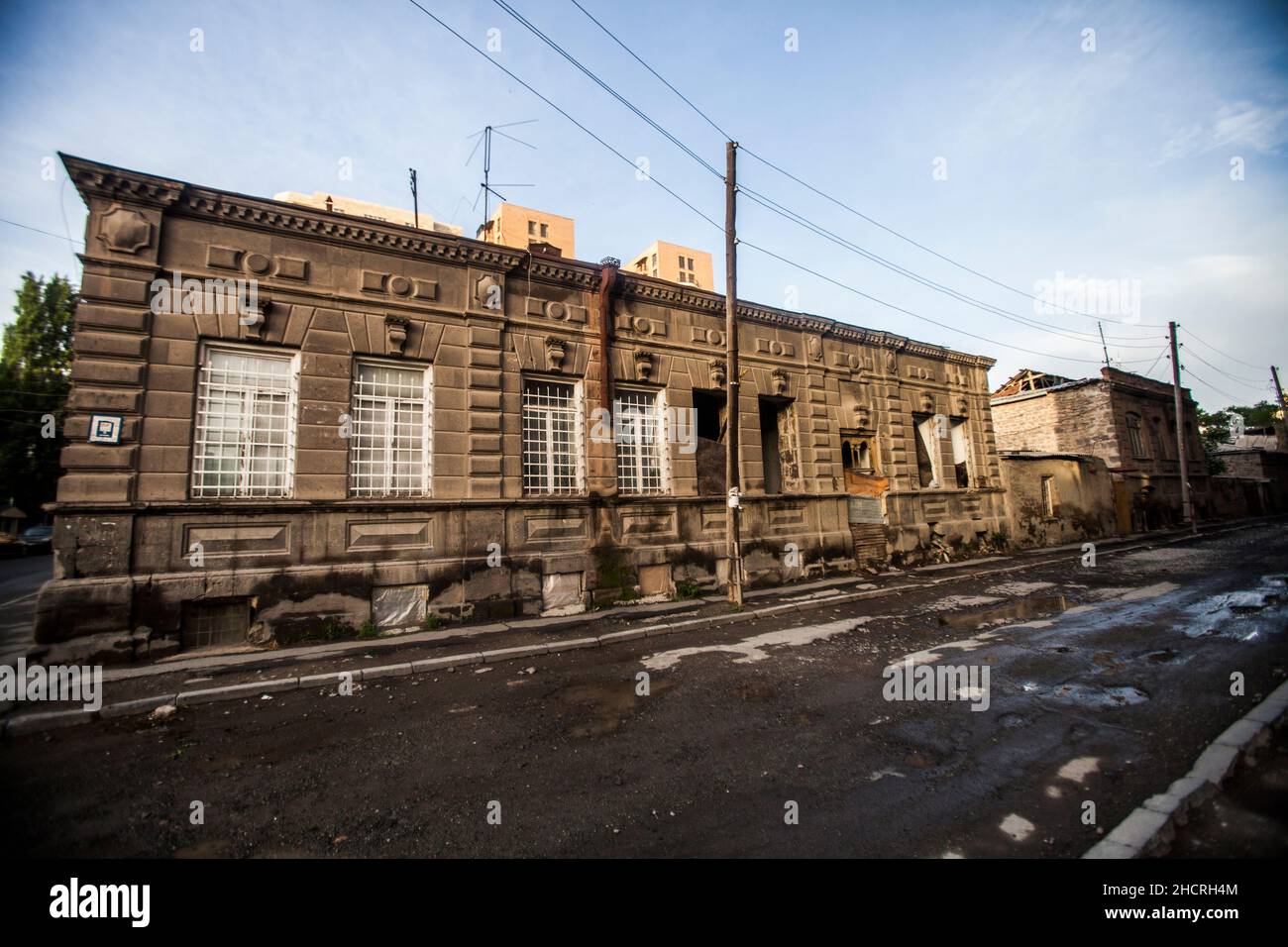 Ancient streets and building with black tuff in Yerevan, Armenia Stock ...