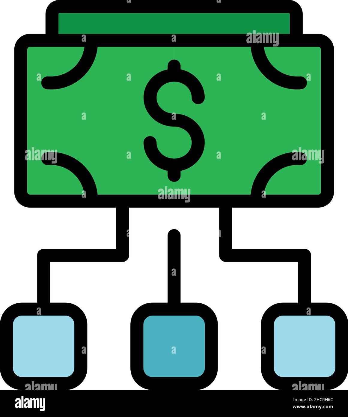 Dollar contribution icon. Outline dollar contribution vector icon color ...