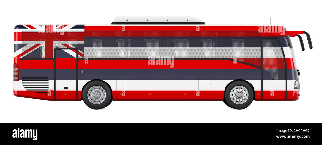 Bus travel in Hawaii, Hawaiian bus tours, concept. 3D rendering ...