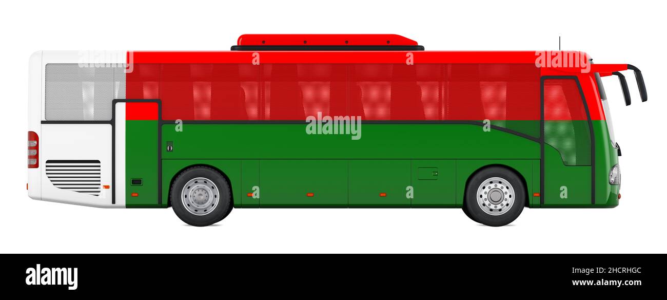 Bus travel in Madagascar bus tours, concept. 3D rendering isolated on ...