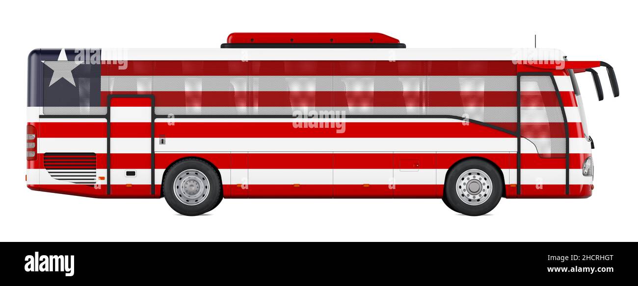 Bus travel in Liberia, Liberian bus tours, concept. 3D rendering ...