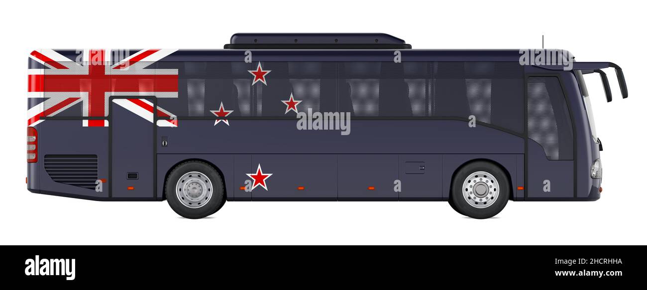 Bus Travel In New Zealand Bus Tours Concept 3d Rendering Isolated On