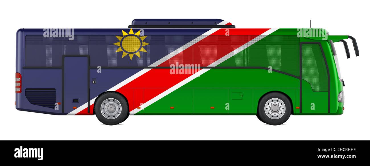 Bus travel in Namibia, Namibian bus tours, concept. 3D rendering ...