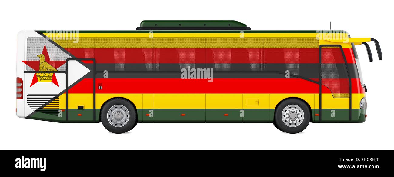 Bus travel in Zimbabwe, Zimbabwean bus tours, concept. 3D rendering ...