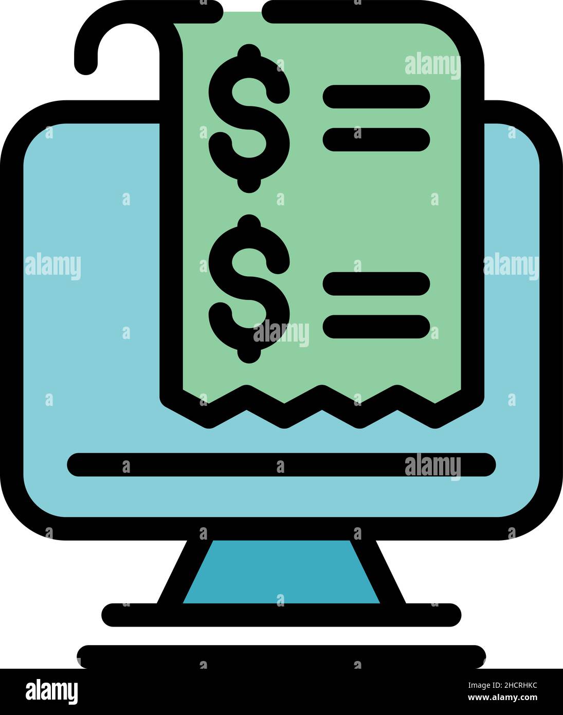 Shopping bill icon. Outline shopping bill vector icon color flat ...