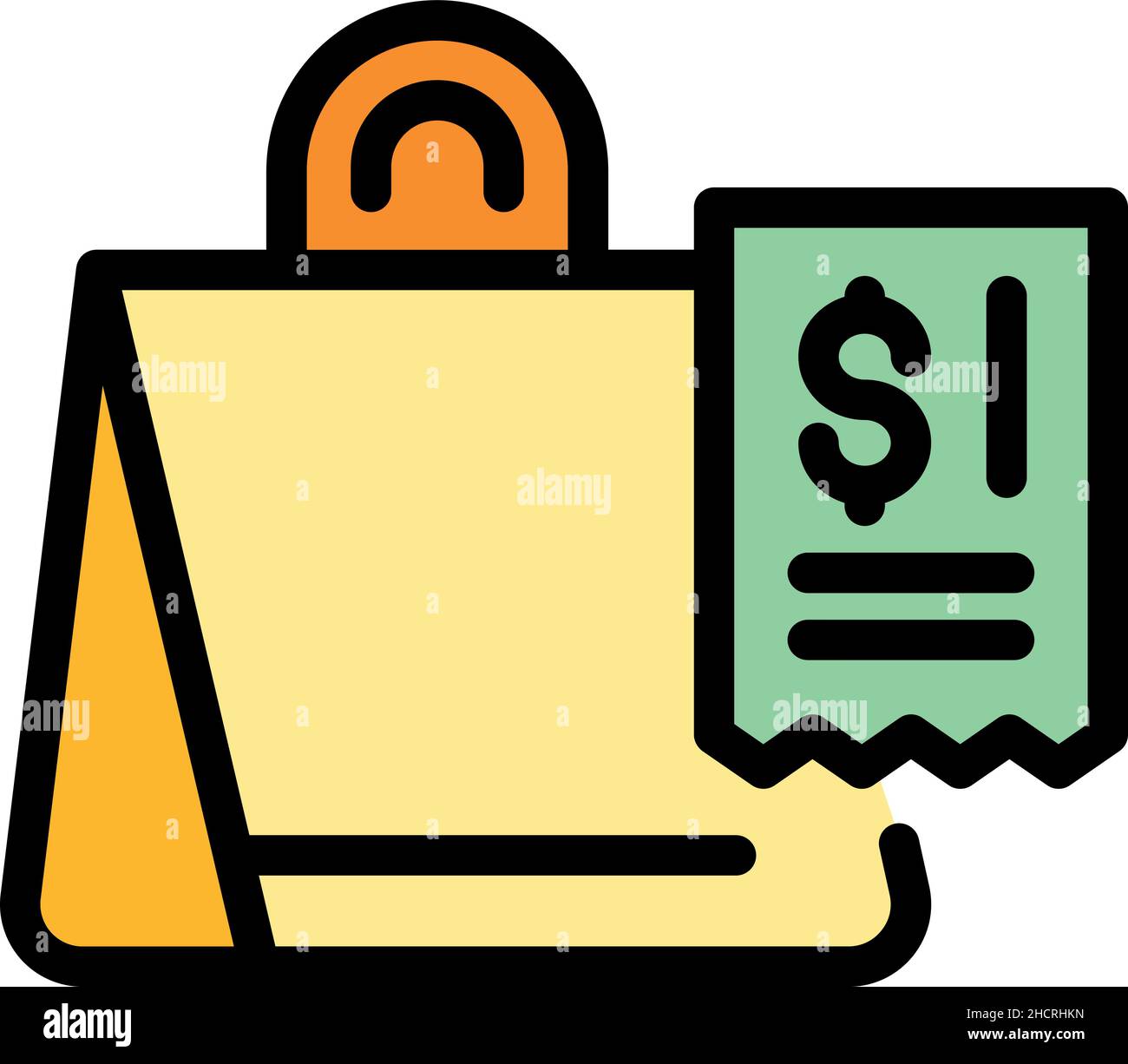 Purchase bill icon. Outline purchase bill vector icon color flat ...