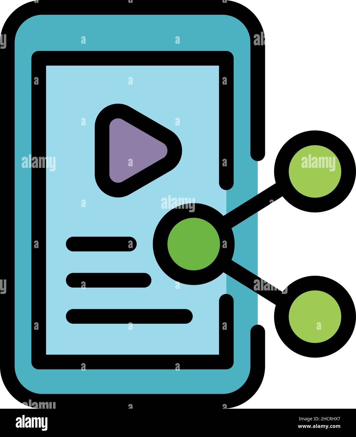 Share video icon. Outline share video vector icon color flat isolated ...