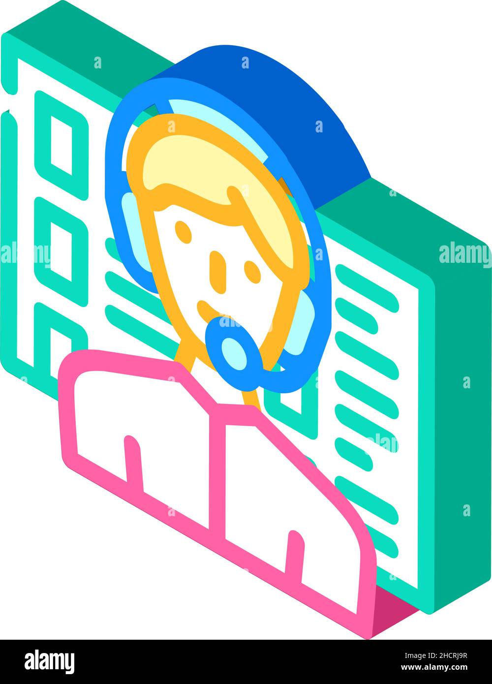 calling call center worker isometric icon vector illustration Stock ...