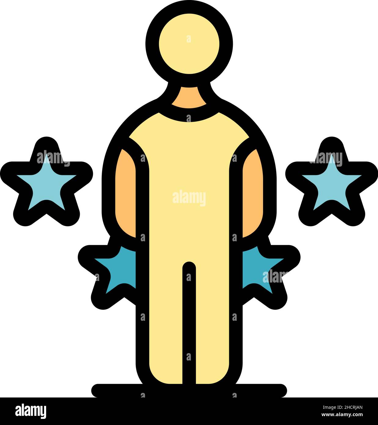 Self-esteem man icon. Outline self-esteem man vector icon color flat ...
