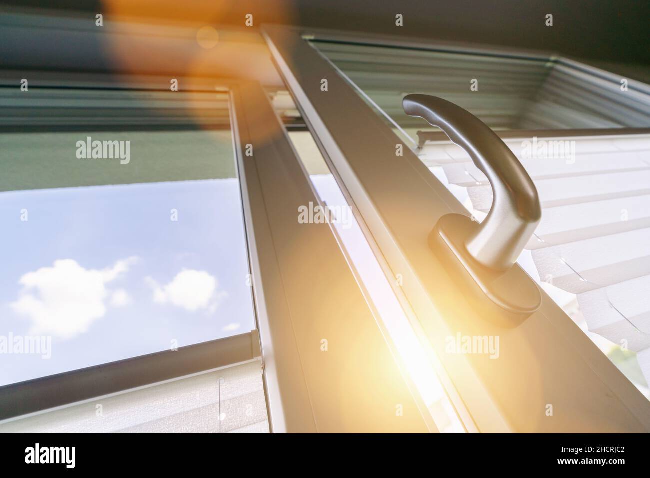 Opened white plastic window with sunlight Stock Photo - Alamy