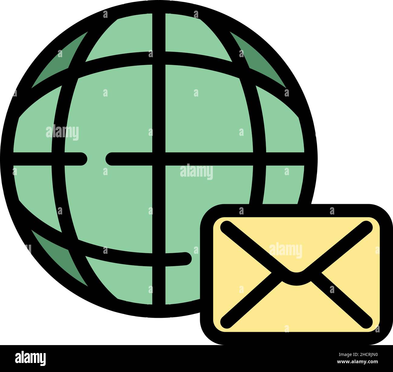 Global envelope icon. Outline global envelope vector icon color flat ...