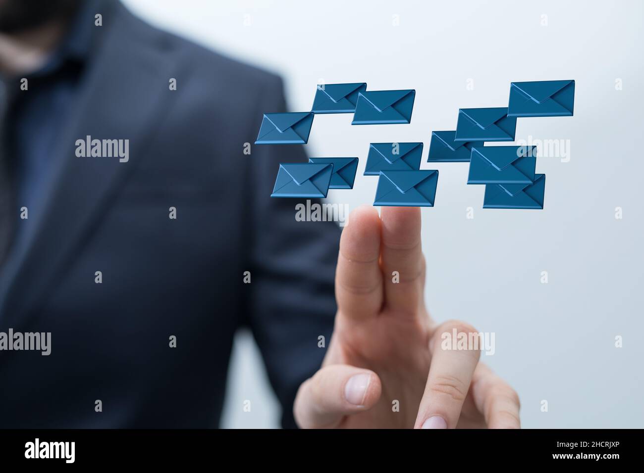 3D rendering of email icon concept in hand background Stock Photo - Alamy