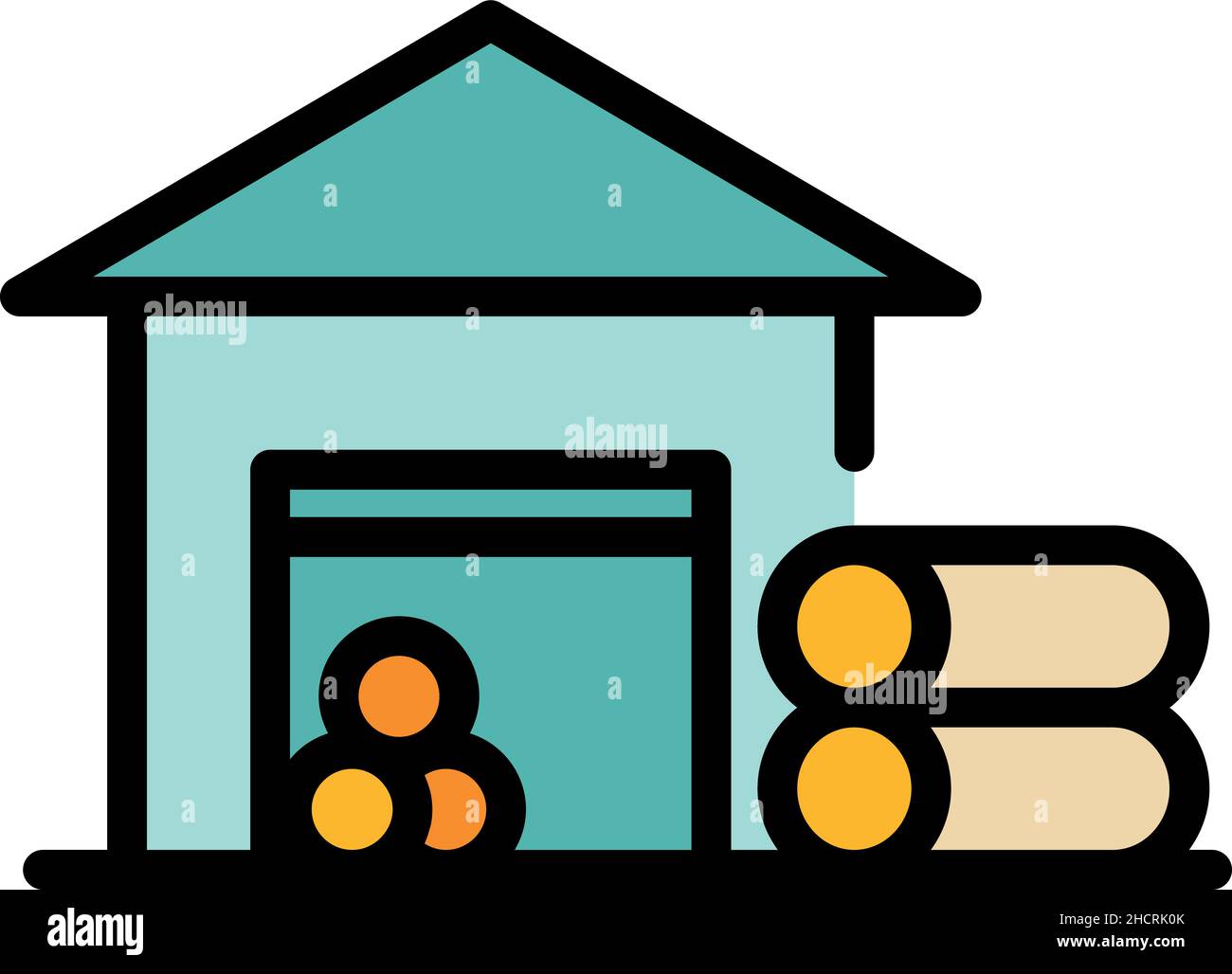 Wood storage icon. Outline wood storage vector icon color flat isolated ...