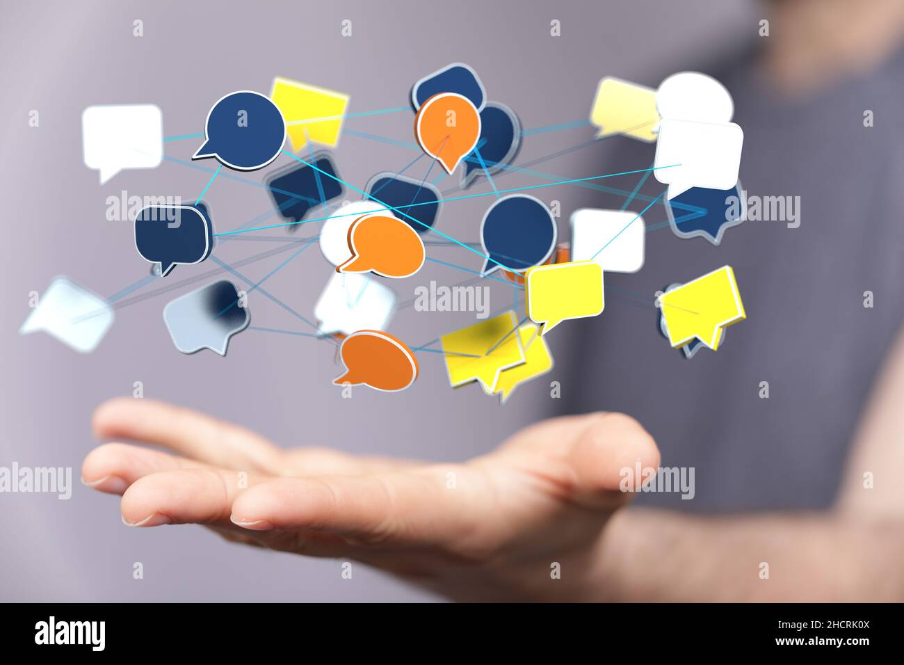 3D rendering of email icon concept in hand background Stock Photo - Alamy