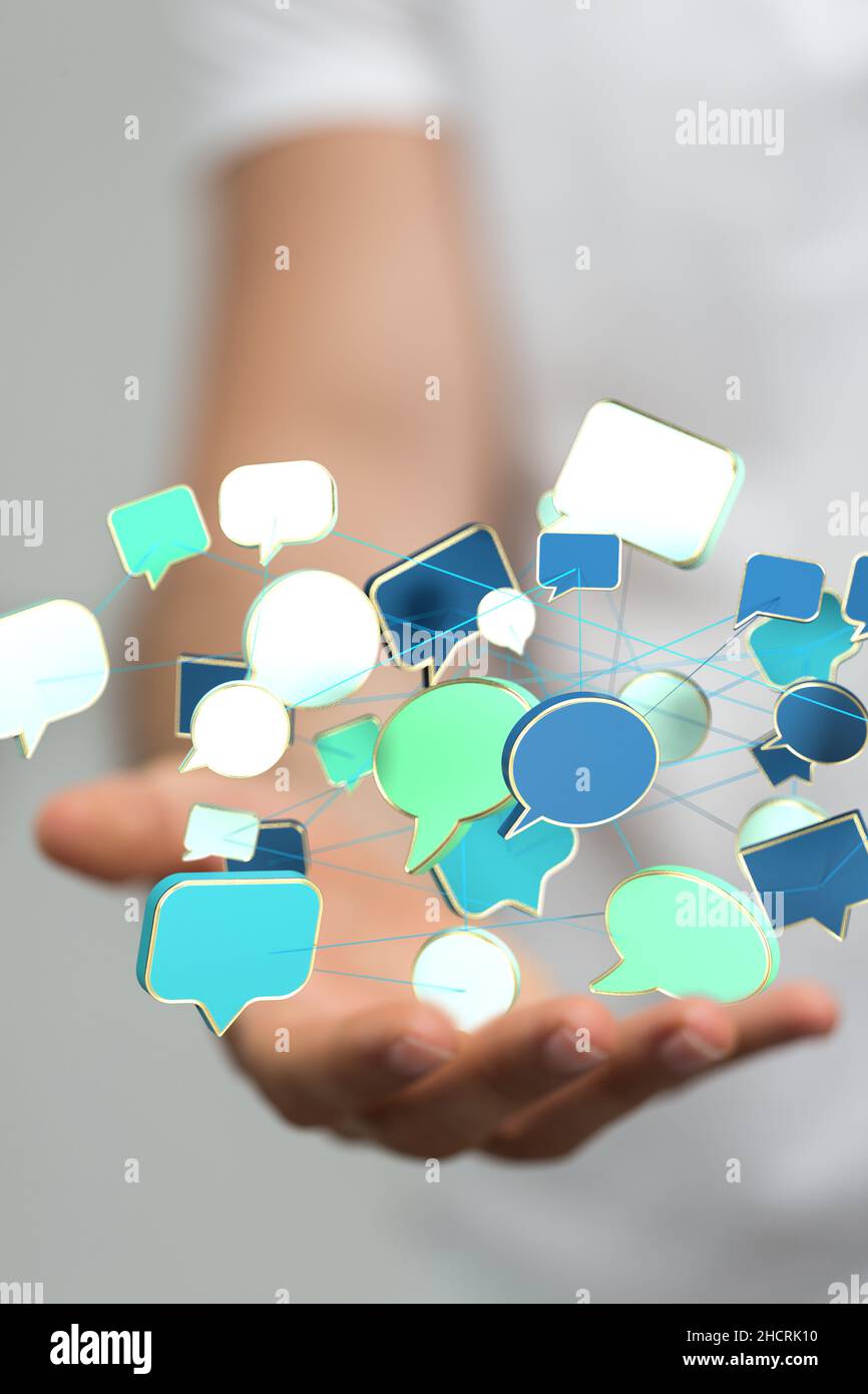 3D rendering of email icon concept in hand background Stock Photo - Alamy