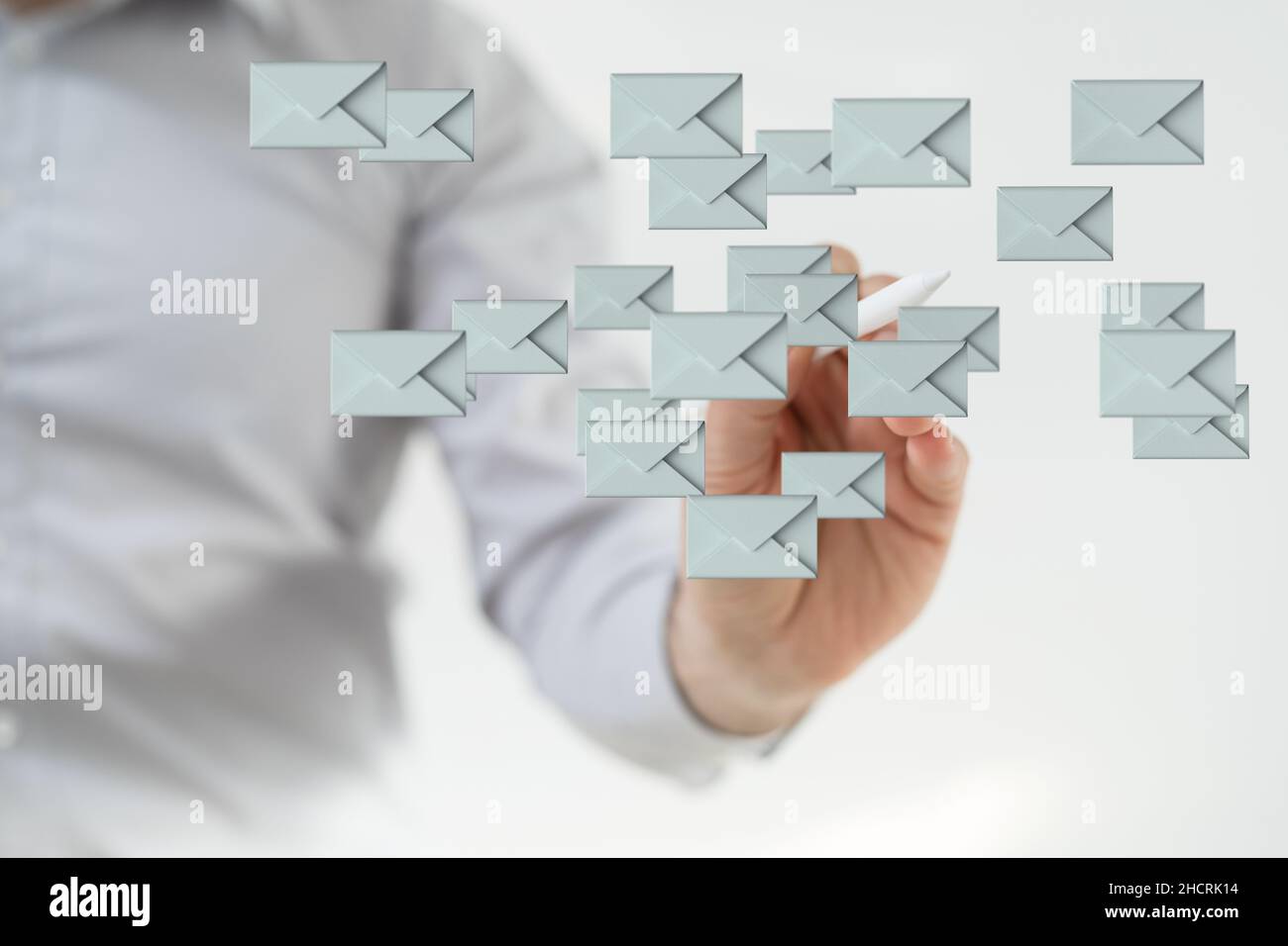 3D rendering of email icon concept in hand background Stock Photo - Alamy