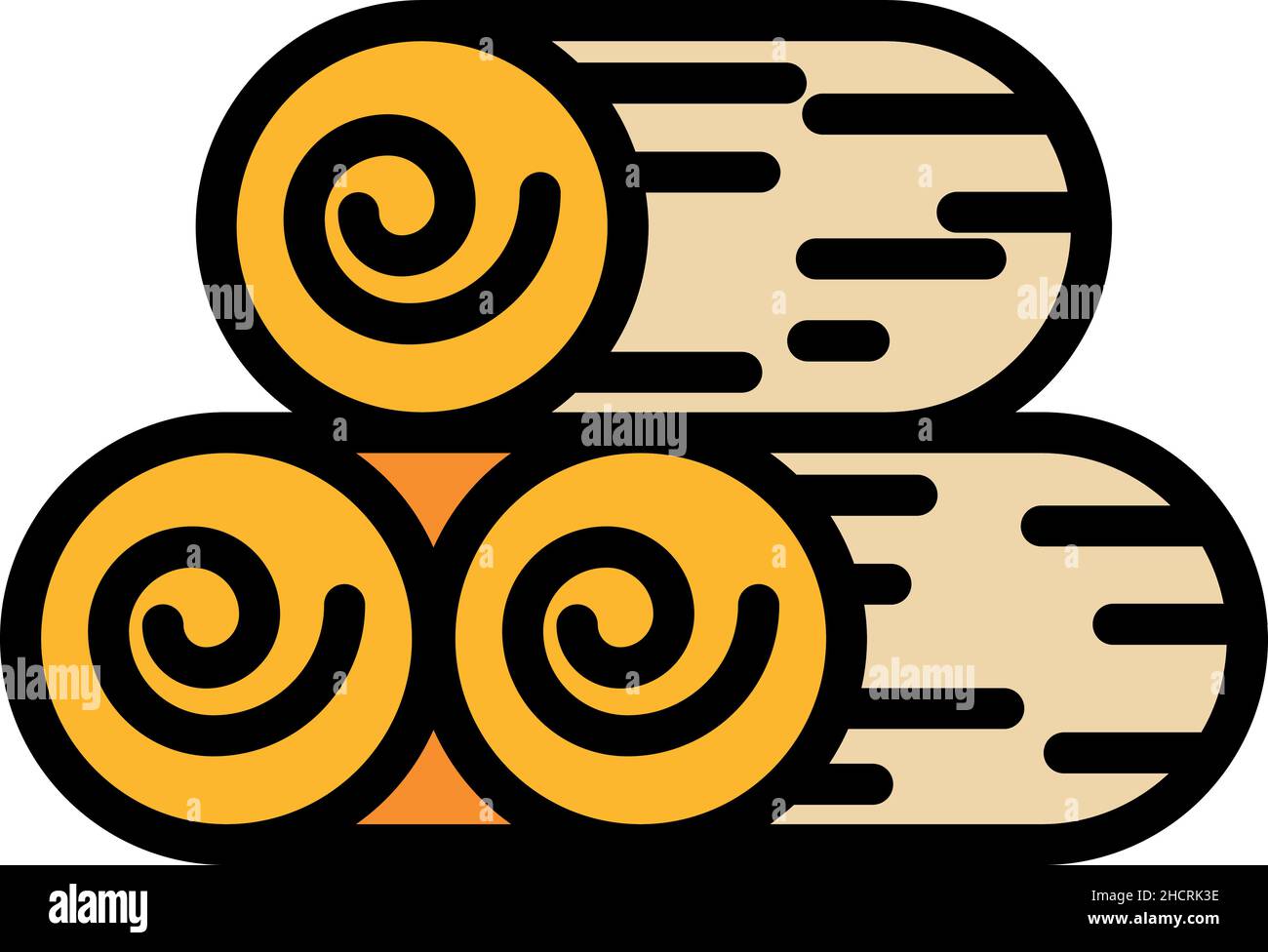 Wood roll stack icon. Outline wood roll stack vector icon color flat ...
