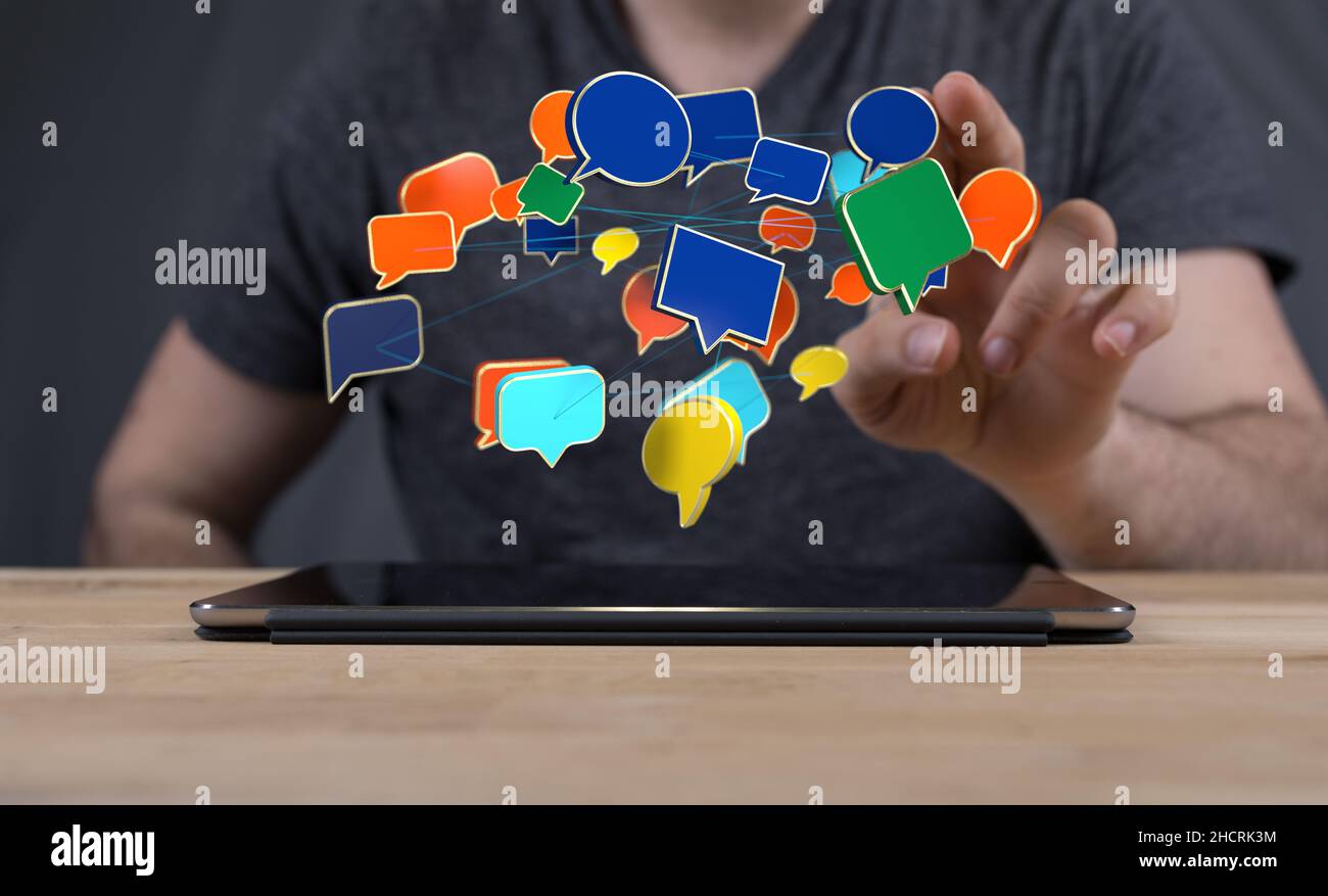 3D rendering of email icon concept in hand background Stock Photo - Alamy