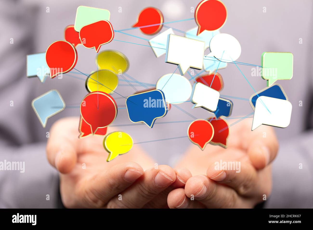 3D rendering of email icon concept in hand background Stock Photo - Alamy