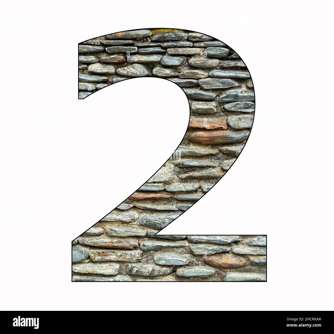 Number 2 - Two digit on rustic stone background Stock Photo - Alamy