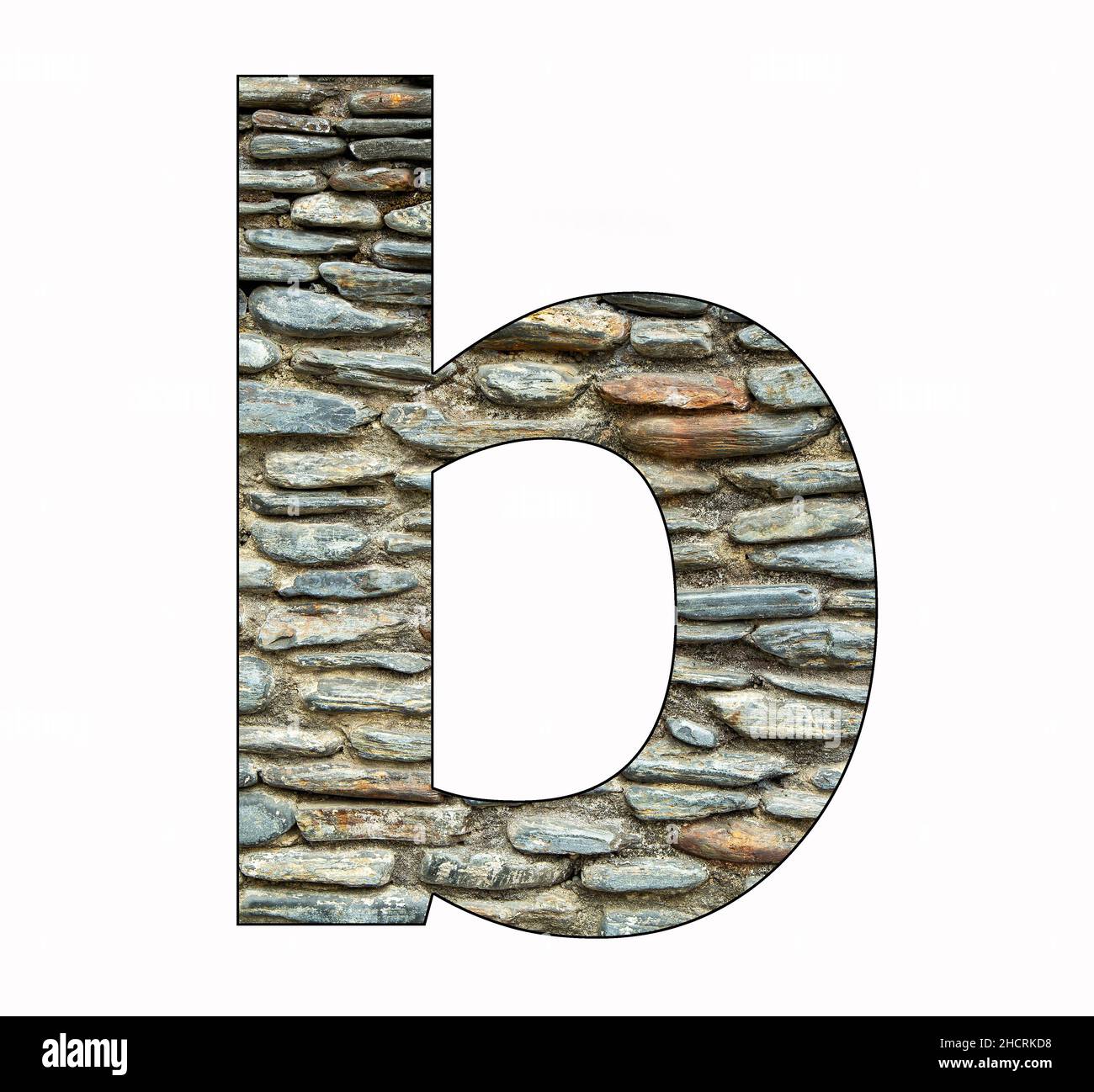 Rustic stone letter b - Black background Stock Photo - Alamy