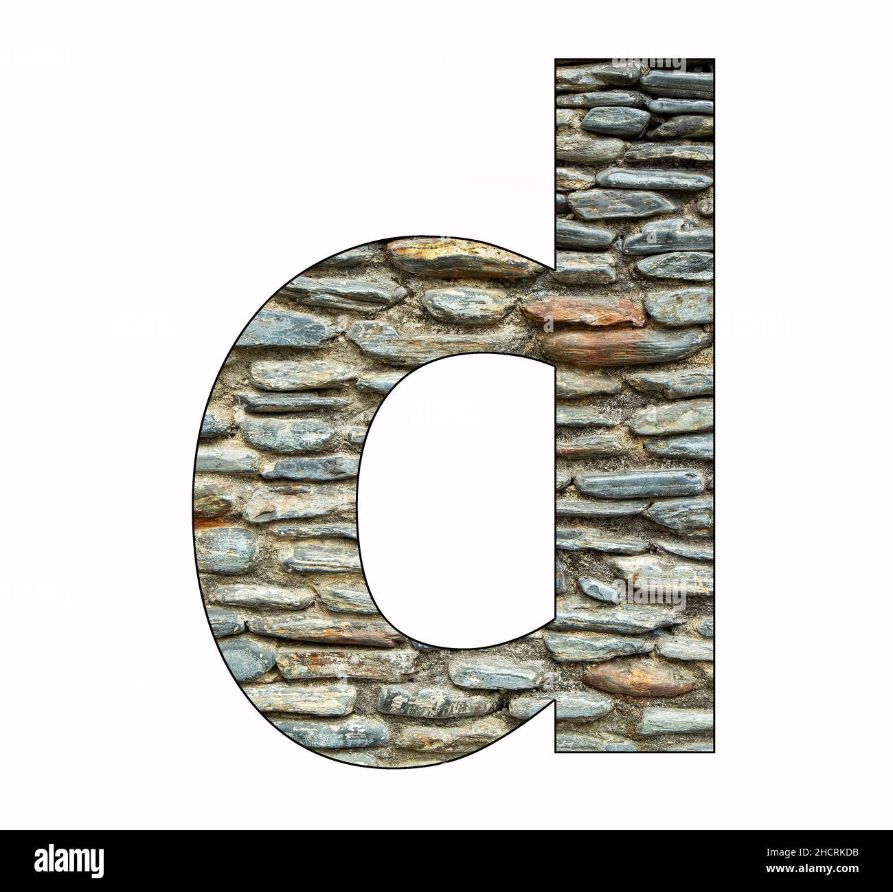 Rustic stone letter d - Black background Stock Photo - Alamy
