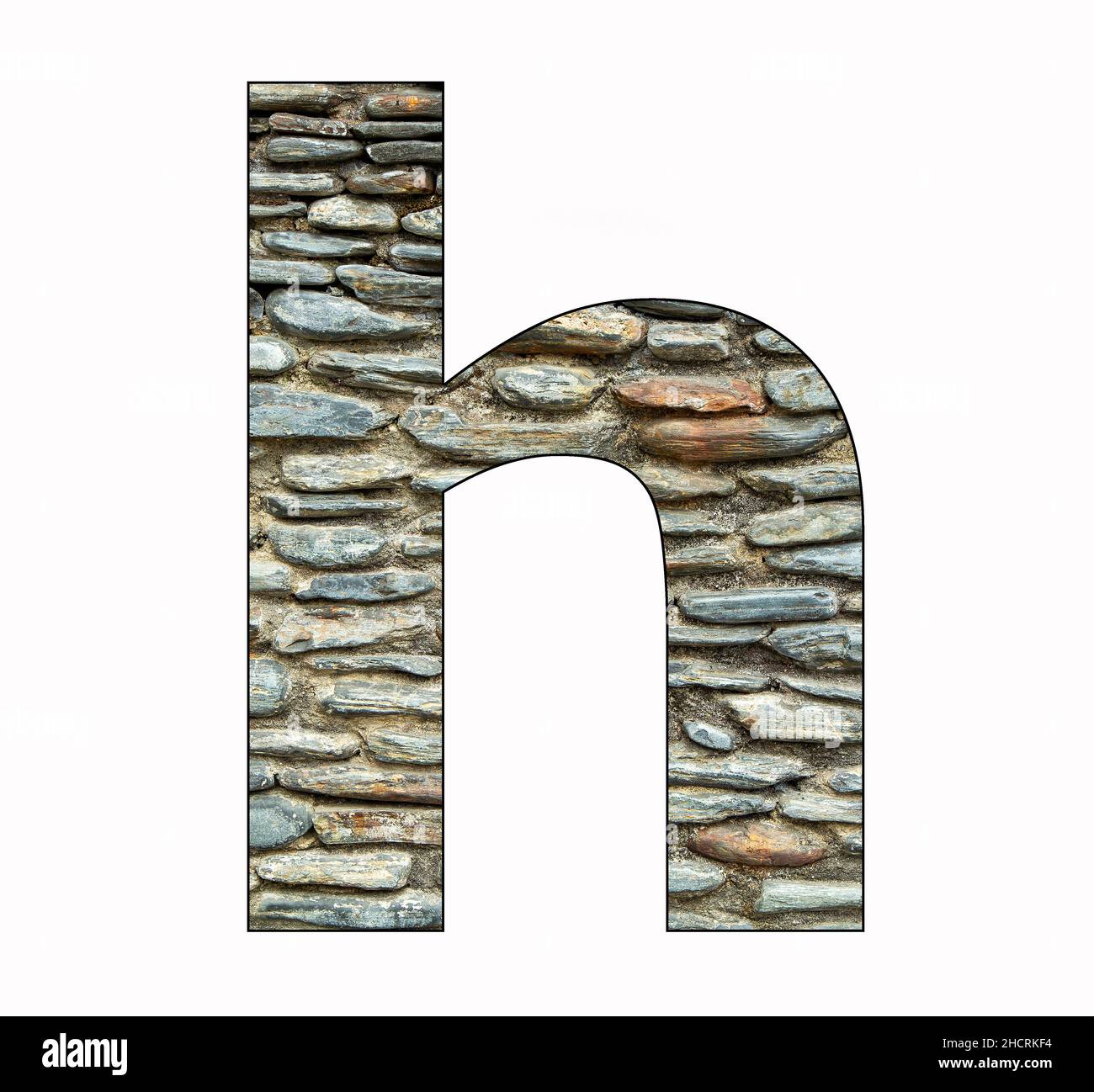 Rustic stone letter h - Black background Stock Photo - Alamy