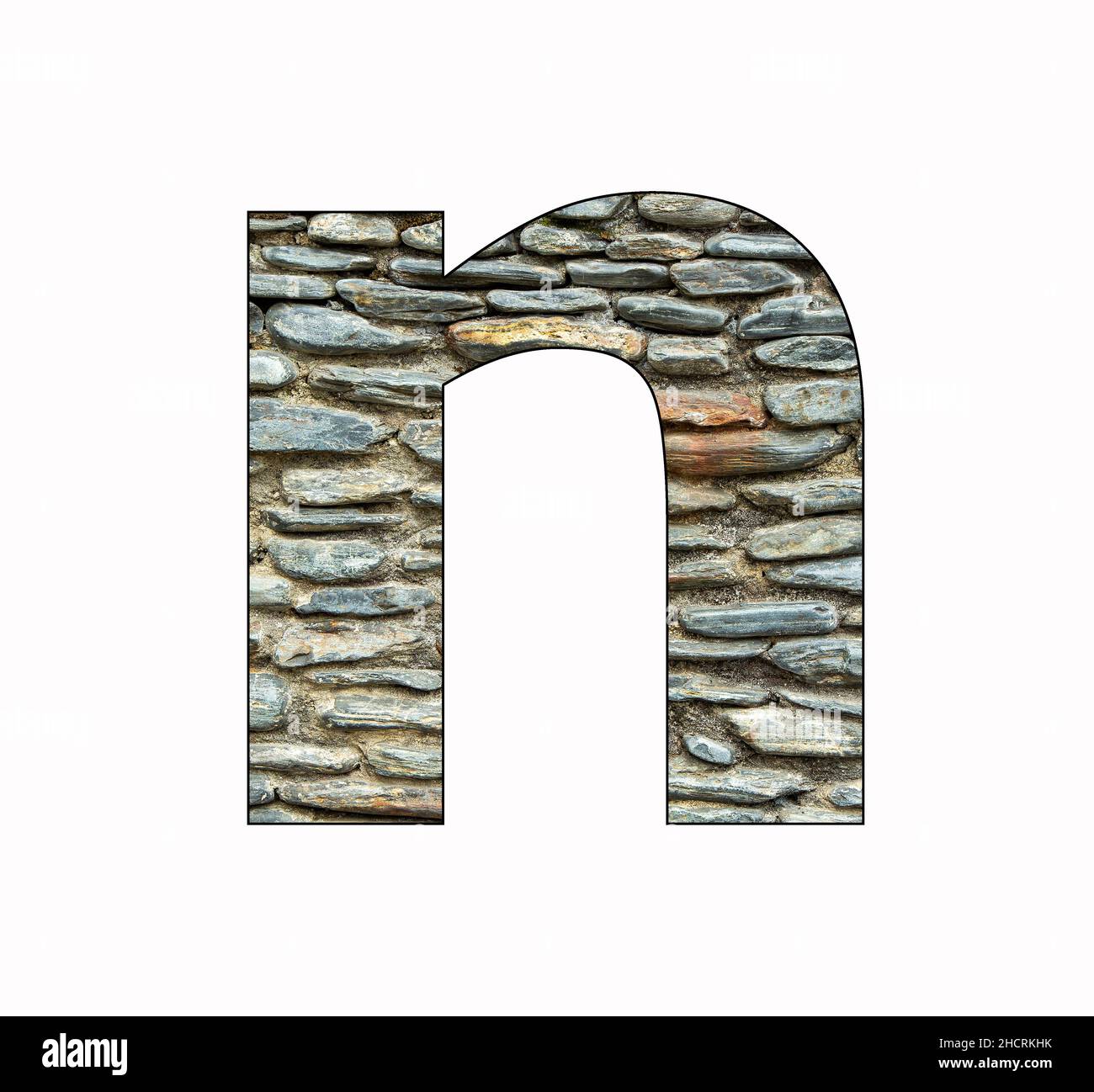 Rustic stone letter n - Black background Stock Photo - Alamy