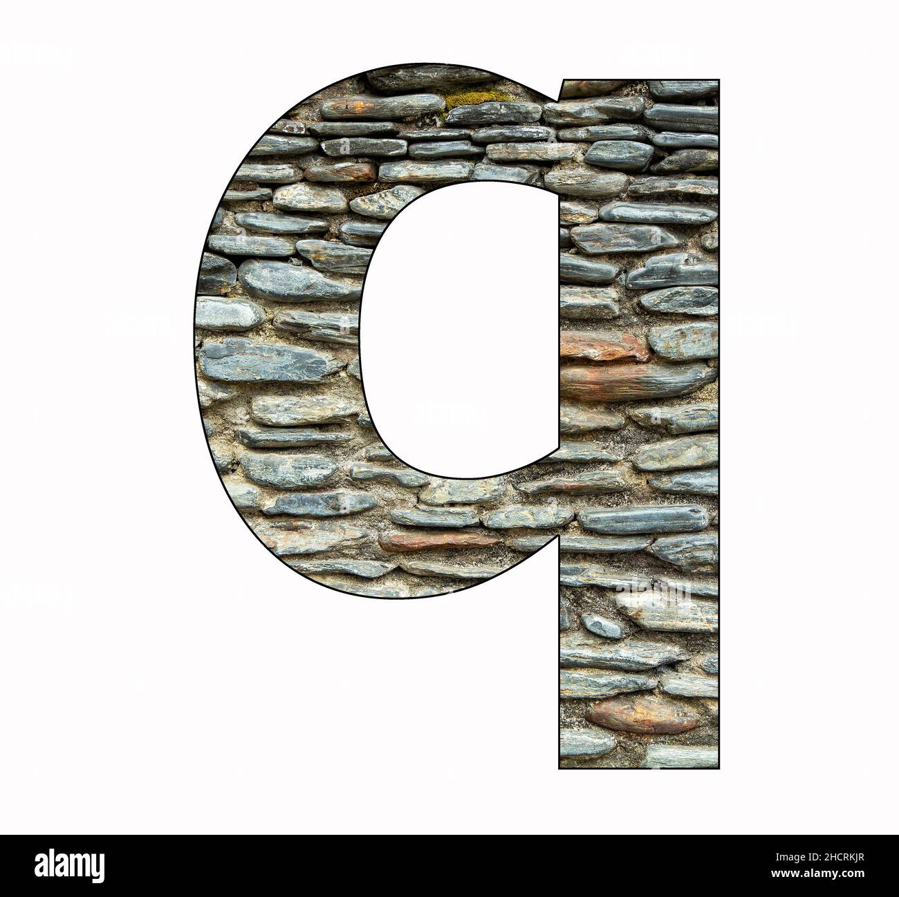 Rustic stone letter q - Black background Stock Photo - Alamy