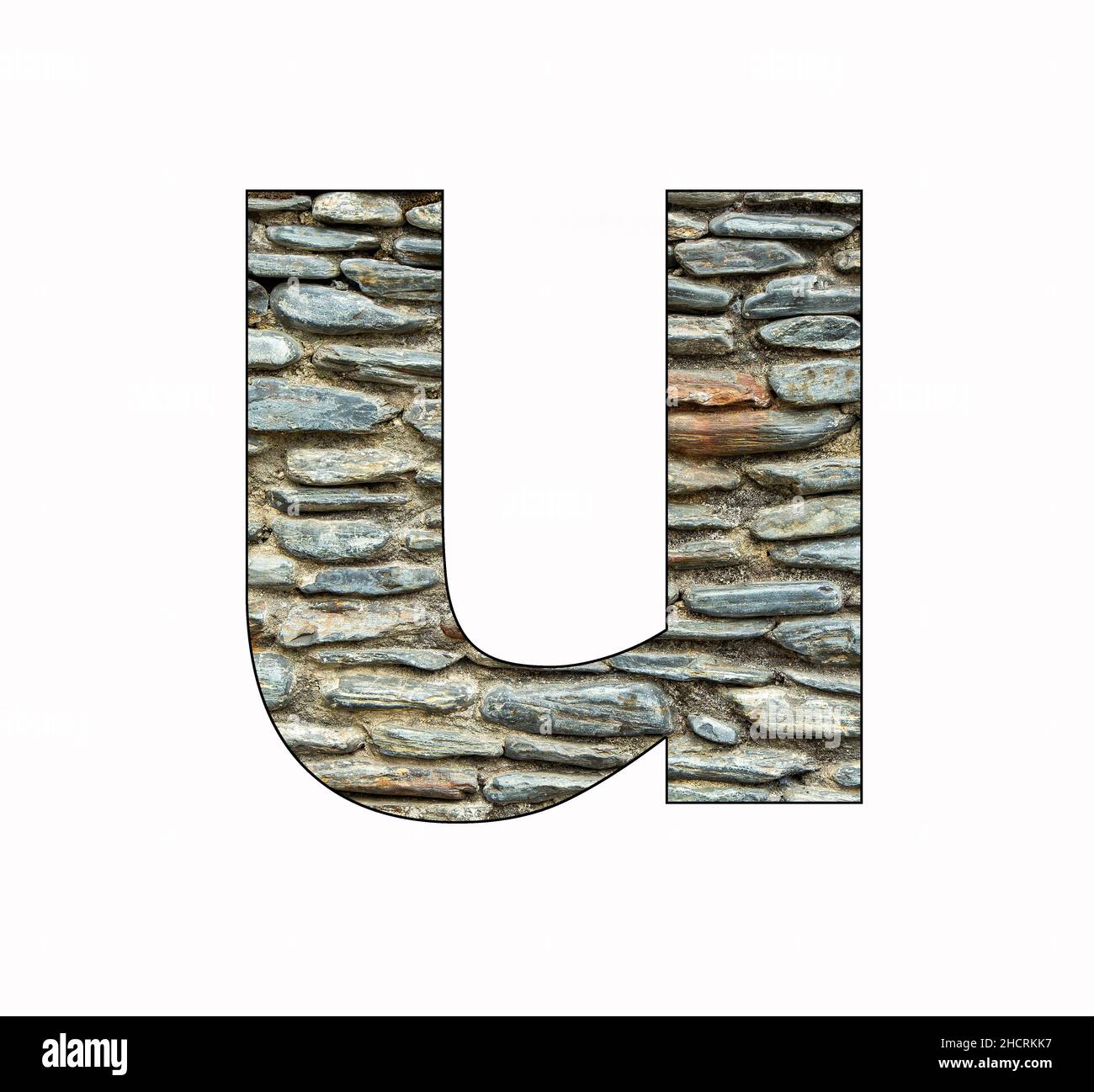 Rustic stone letter u - Black background Stock Photo - Alamy