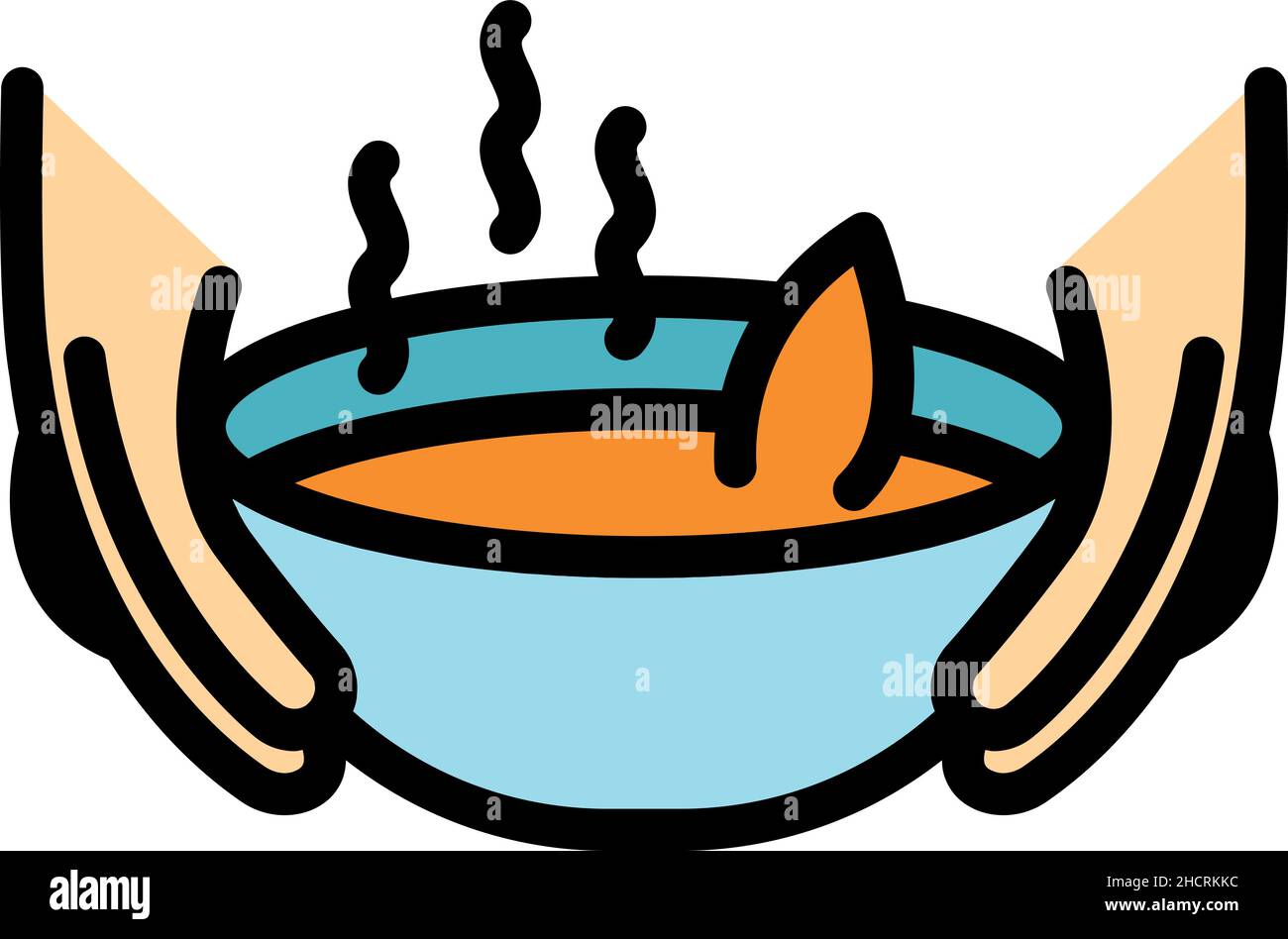 Hands bowl icon. Outline hands bowl vector icon color flat isolated ...