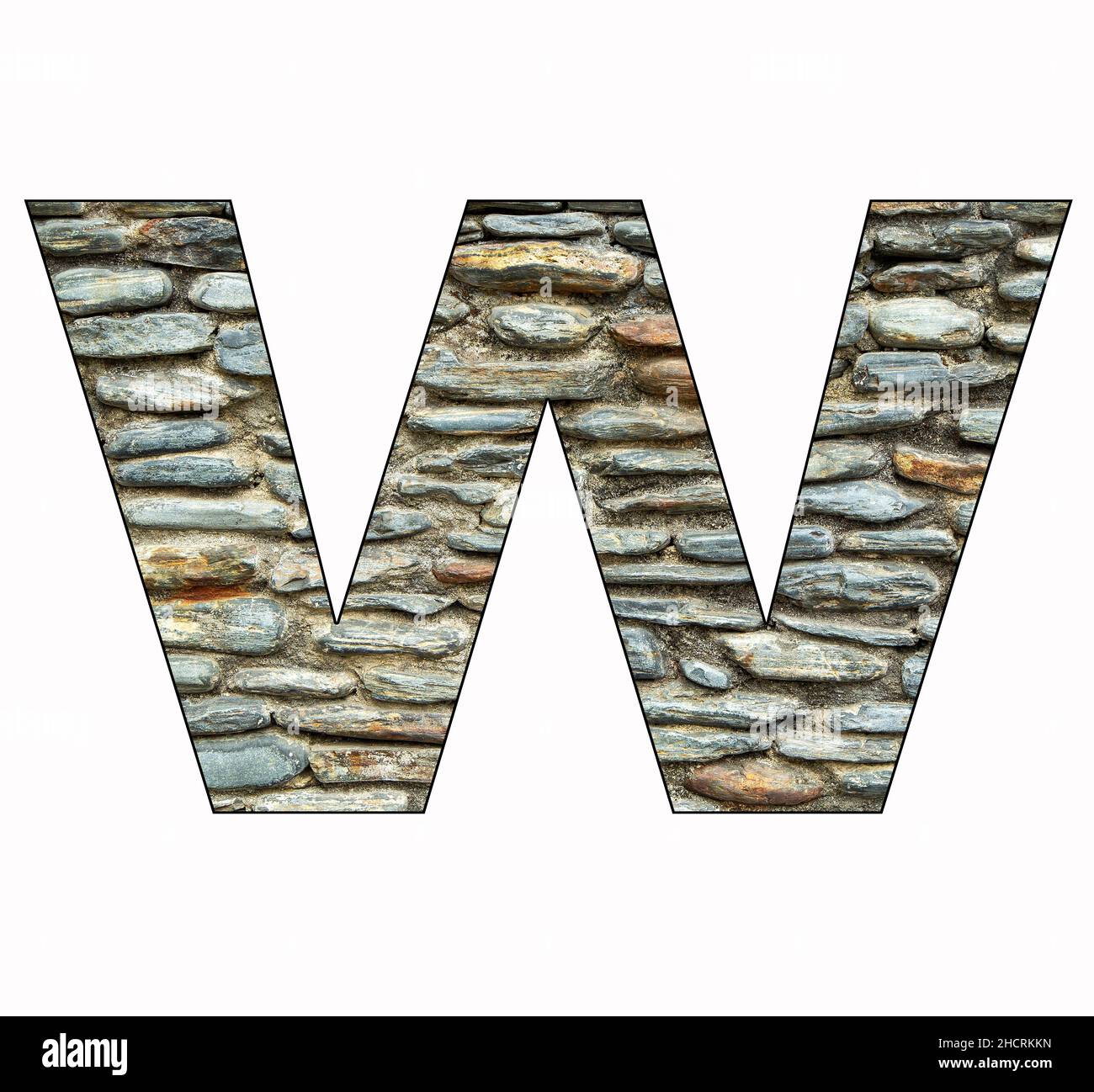 Rustic stone letter w - Black background Stock Photo - Alamy
