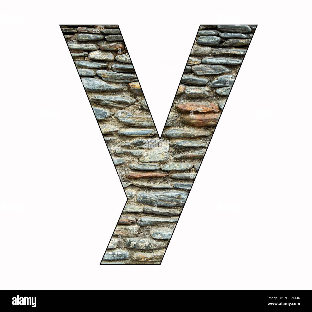 Rustic stone letter y - Black background Stock Photo - Alamy