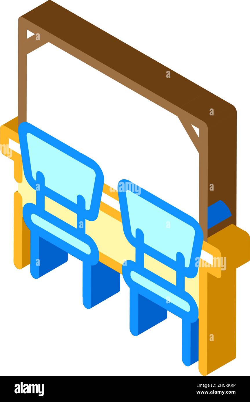 classroom with desk and chair isometric icon vector illustration Stock ...