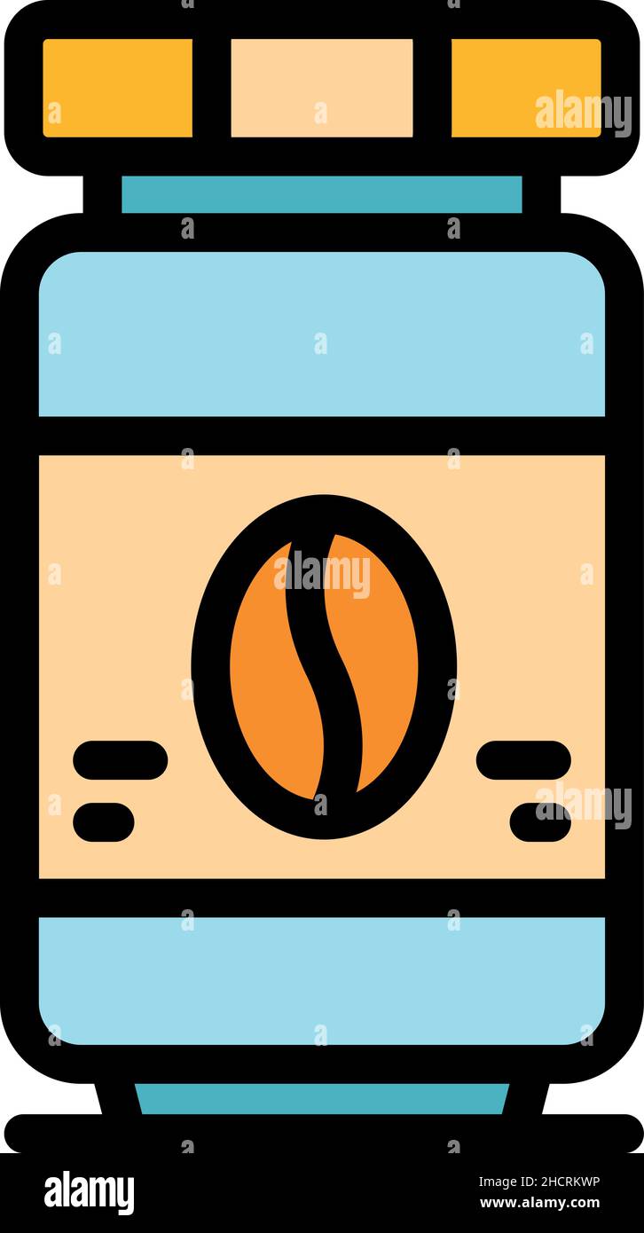 Coffee jar icon. Outline coffee jar vector icon color flat isolated ...