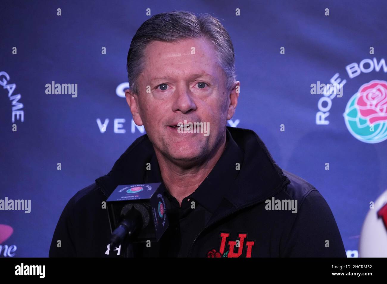 Utah Utes coach Kyle Whittingham speaks at a Rose Bowl press conference ...