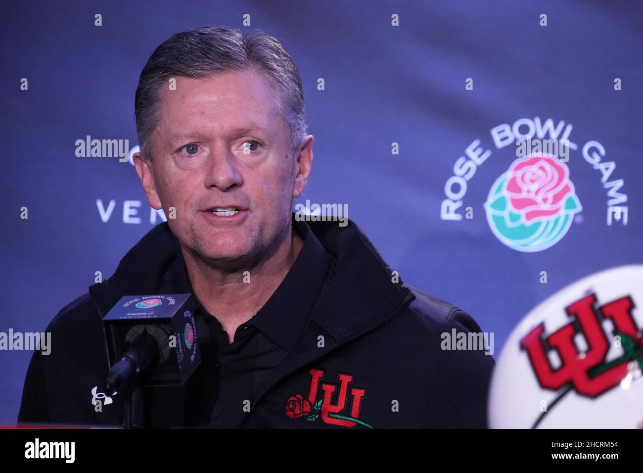 Utah Utes coach Kyle Whittingham speaks at a Rose Bowl press conference ...