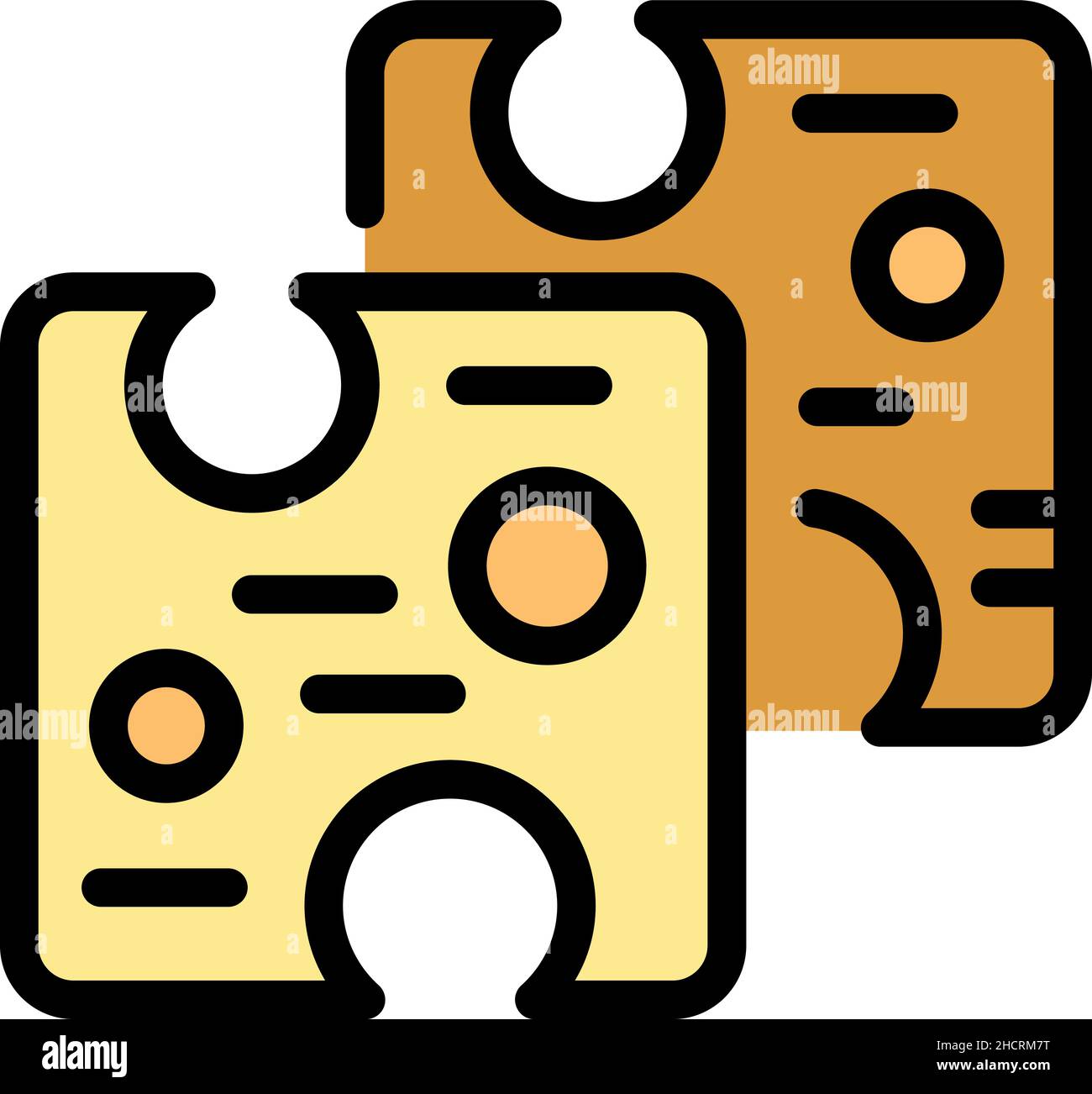 Slices cheese icon. Outline slices cheese vector icon color flat ...