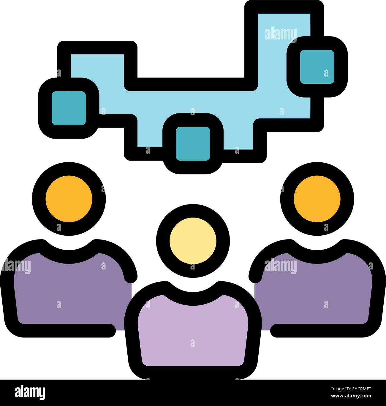 Market community icon. Outline market community vector icon color flat ...