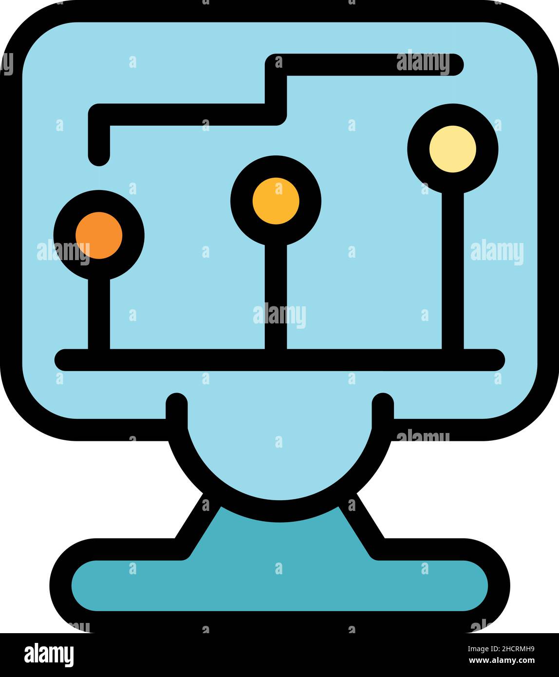 Monitor market chart icon. Outline monitor market chart vector icon ...