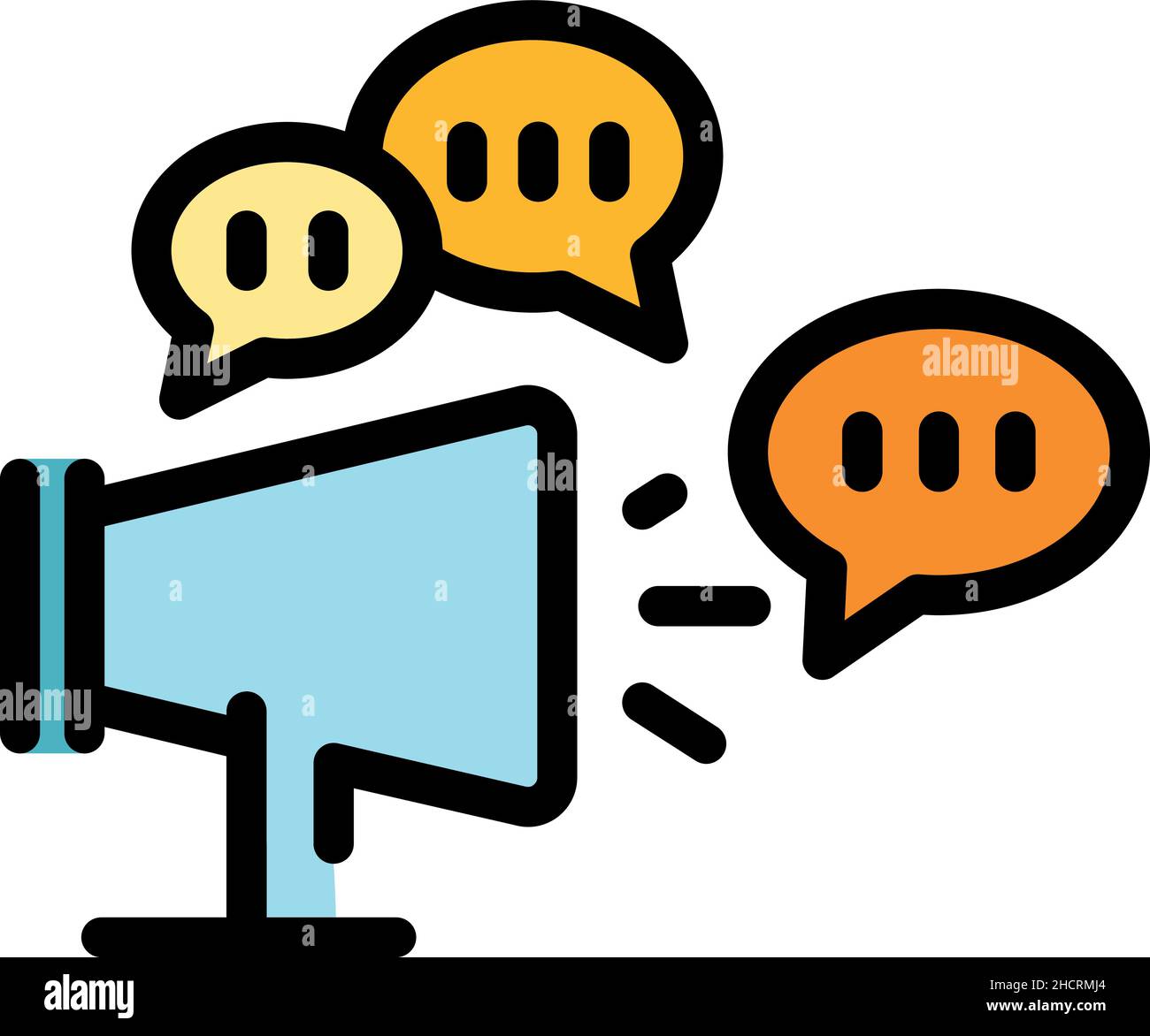 Megaphone ads icon. Outline megaphone ads vector icon color flat ...