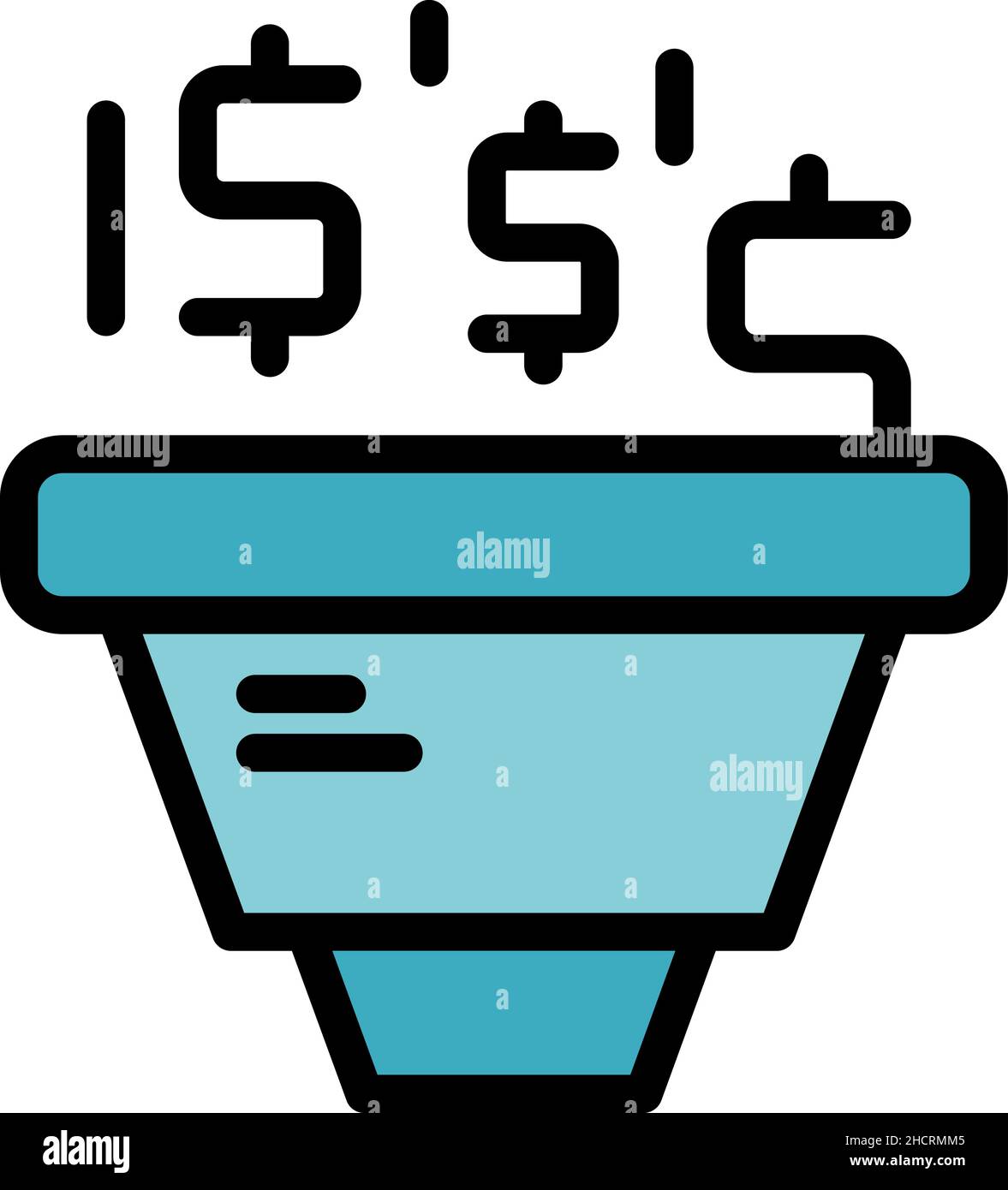 Money funnel icon. Outline money funnel vector icon color flat isolated ...