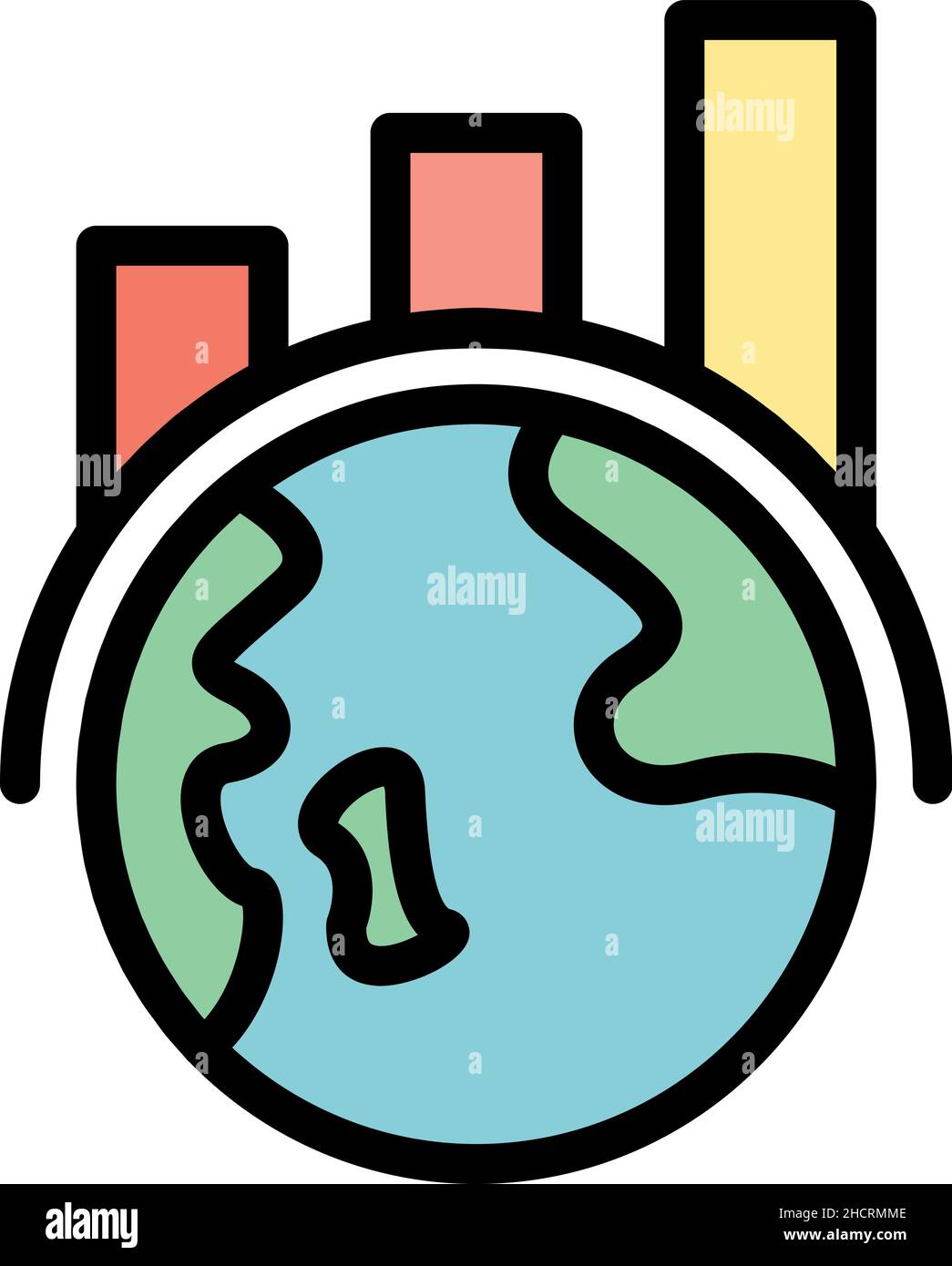 Global market icon. Outline global market vector icon color flat ...